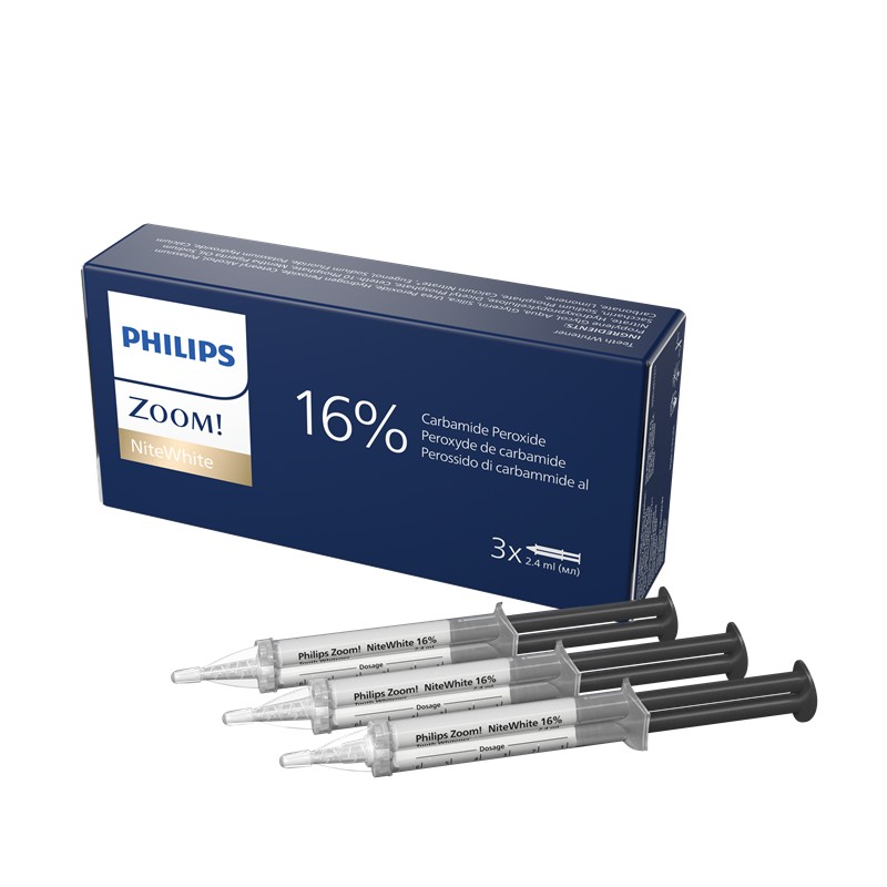 Kit de albire Philips Zoom pentru acasa, de noapte, 3 seringi, 9 aplicari